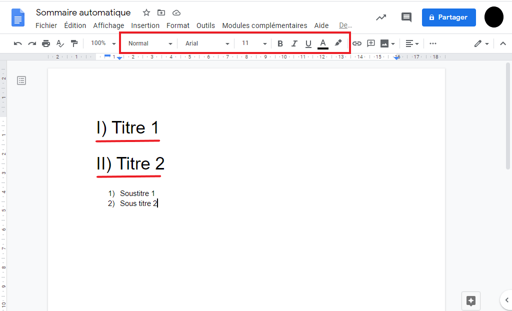 Comment faire un sommaire automatique sur Google Docs