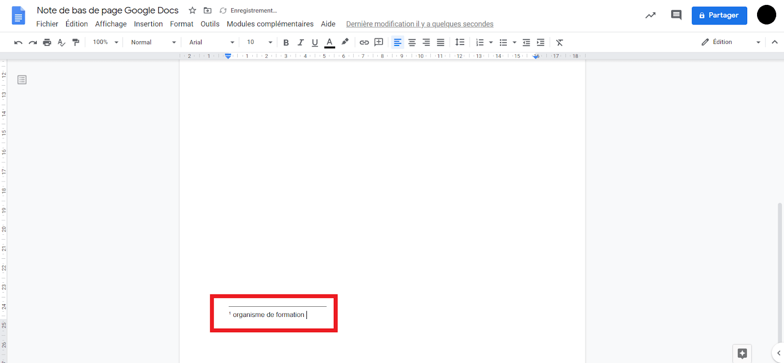 Comment insérer une note de bas de page sur Google Docs